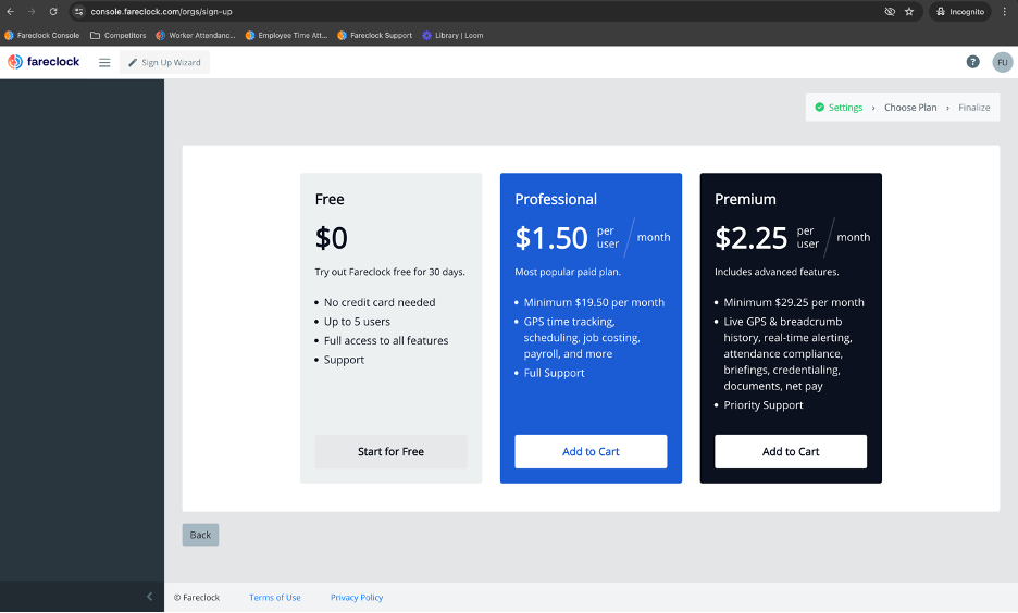 Setting Up Your Free Trial – Fareclock Support