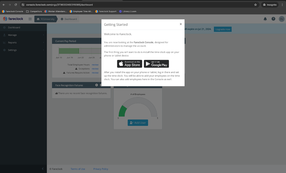 Setting Up Your Free Trial – Fareclock Support