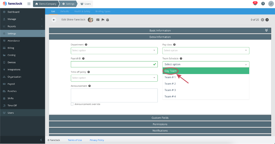 Teams, Jobs, and Devices Schedule – Fareclock Support