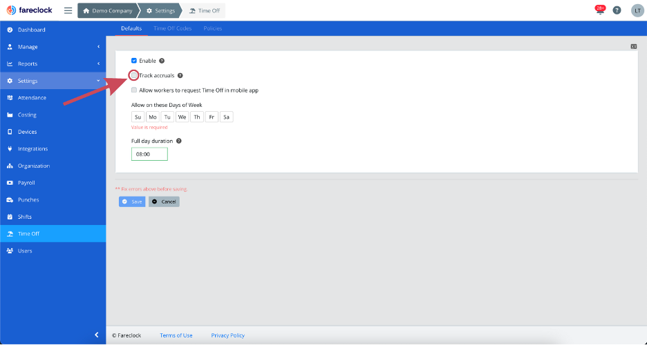 How to Setup Time Off Accruals and Policies – Fareclock Support